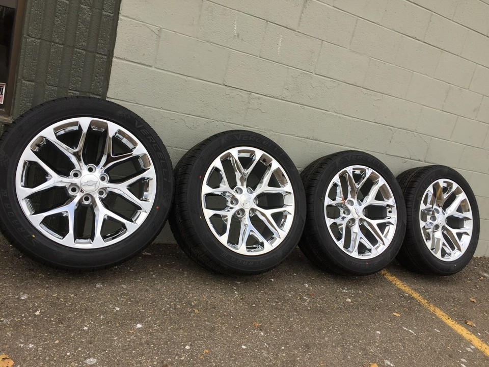 4 22" CHEVY GMC CADILLAC CHROME SNOWFLAKES WHEELS RIMS TIRES TAHOE ...