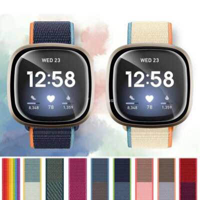 Nylon Loop Sport Watch Band Strap Wristband For Fitbit Versa 3 4 Fitbit ...