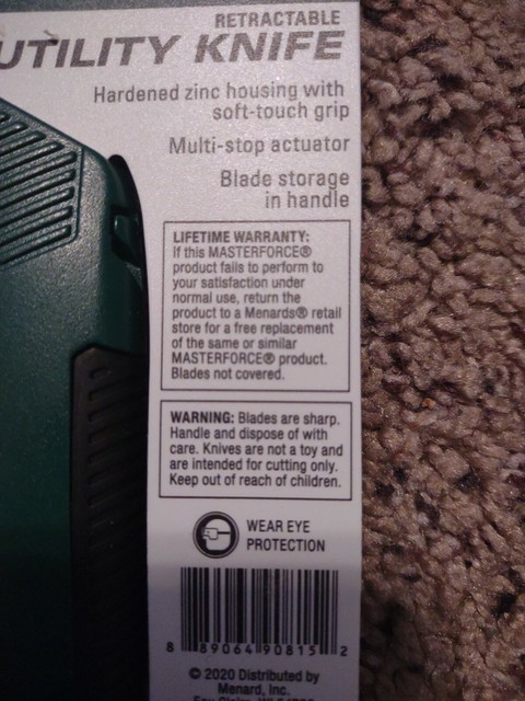 Masterforce Retractable Utility Knife with 3 Blades Included #237-5556 ...