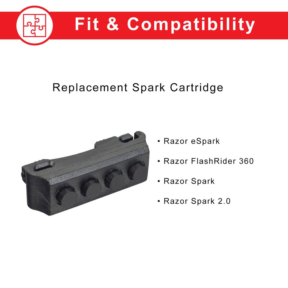Replacement Spark Cartridge Razor eSpark, FlashRider 360, & Spark Kick ...