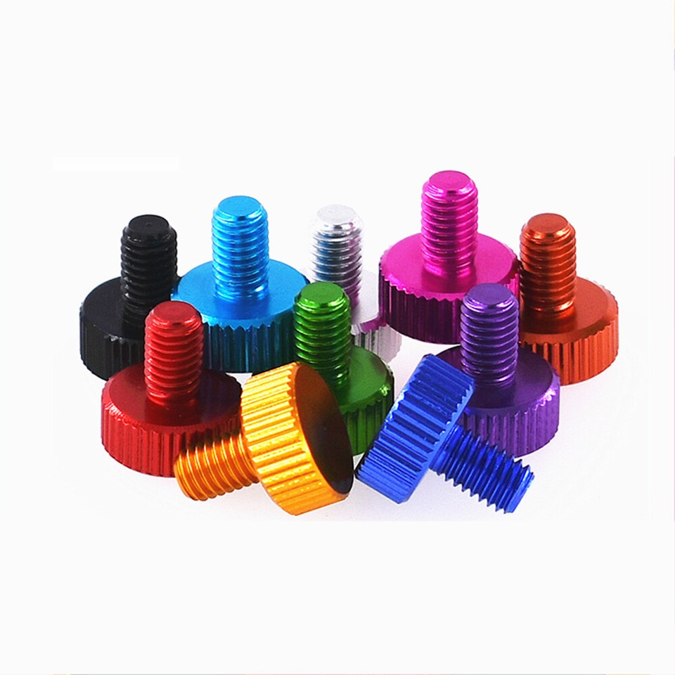 M6/12-25mm Aluminium alloy Knurled Thumb Screw Flat PC Case Color Hand ...