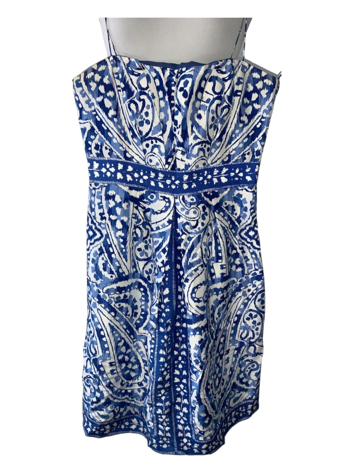 Donna Morgan ladies blue white partial lining midi sundress silk blend ...