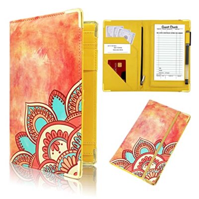 Leather Server Book with Zipper Pocket for Waiter Waitress Receipt Book ...