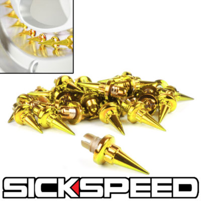 50 PC SPIKED 24K GOLD WHEEL RIVETS FOR WHEELS/RIM LIP P11 | eBay