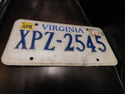 Virginia License Plate Expired Tag VA XPZ-2545 - Damaged | eBay