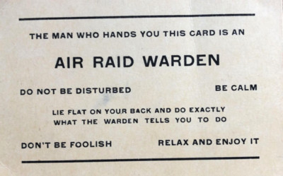 Air Raid Warden Card | eBay