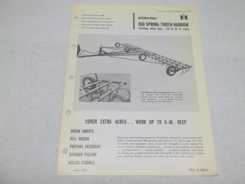 International Harvester 360 Spring Tooth Harrow Sales Reference ...