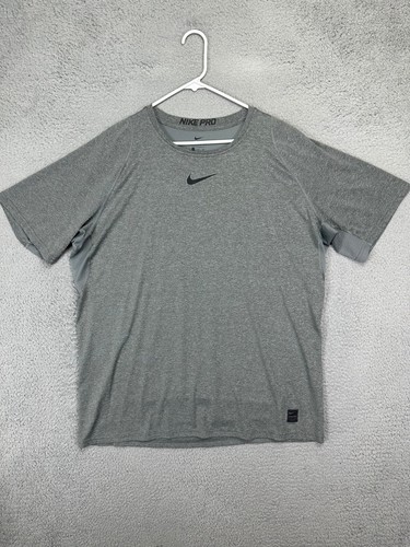 Nike Pro Shirt Mens 2XL Dri-Fit Grey Athletic Crew Neck Tee Swoosh ...