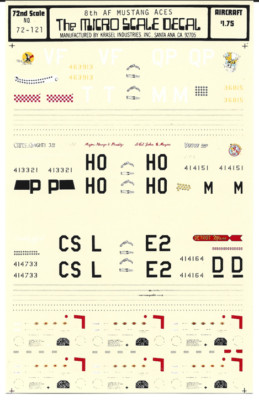 Loose, Microscale 8th AF P-51 Mustang Decals 1/72 121 No Instructions ...