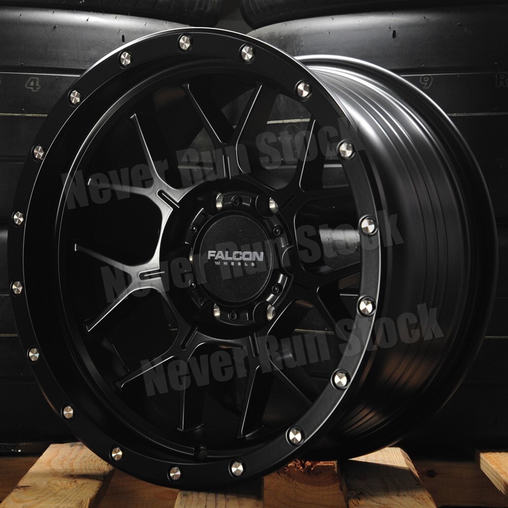 (1 SINGLE) FALCON TX TITAN 6x139.7 6x5.5 17x9 -12 BLACK 14 SPOKES TRUCK ...