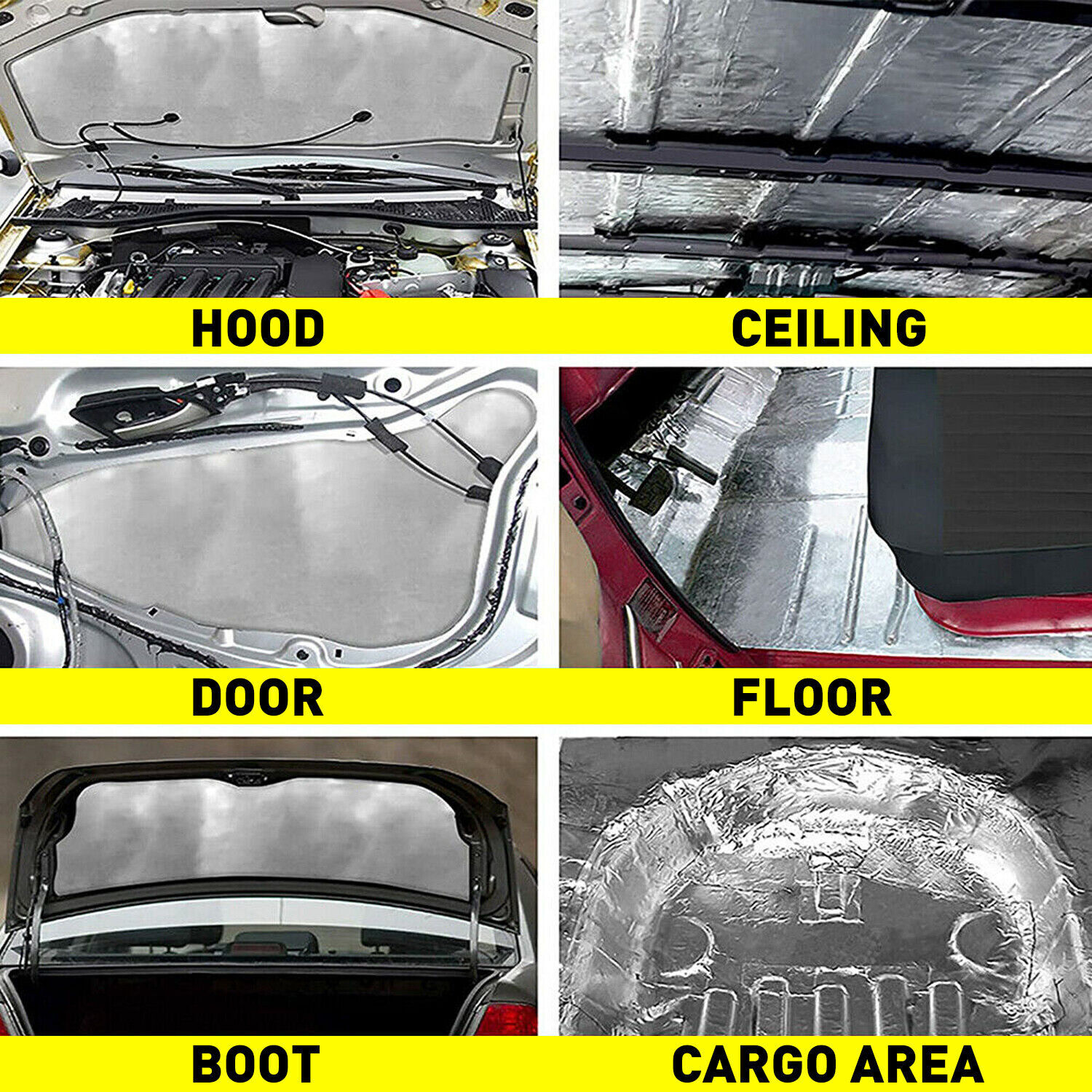 3pcs(1x2m) Sound Deadener Car Heat Shield Hood Automotive Insulation ...