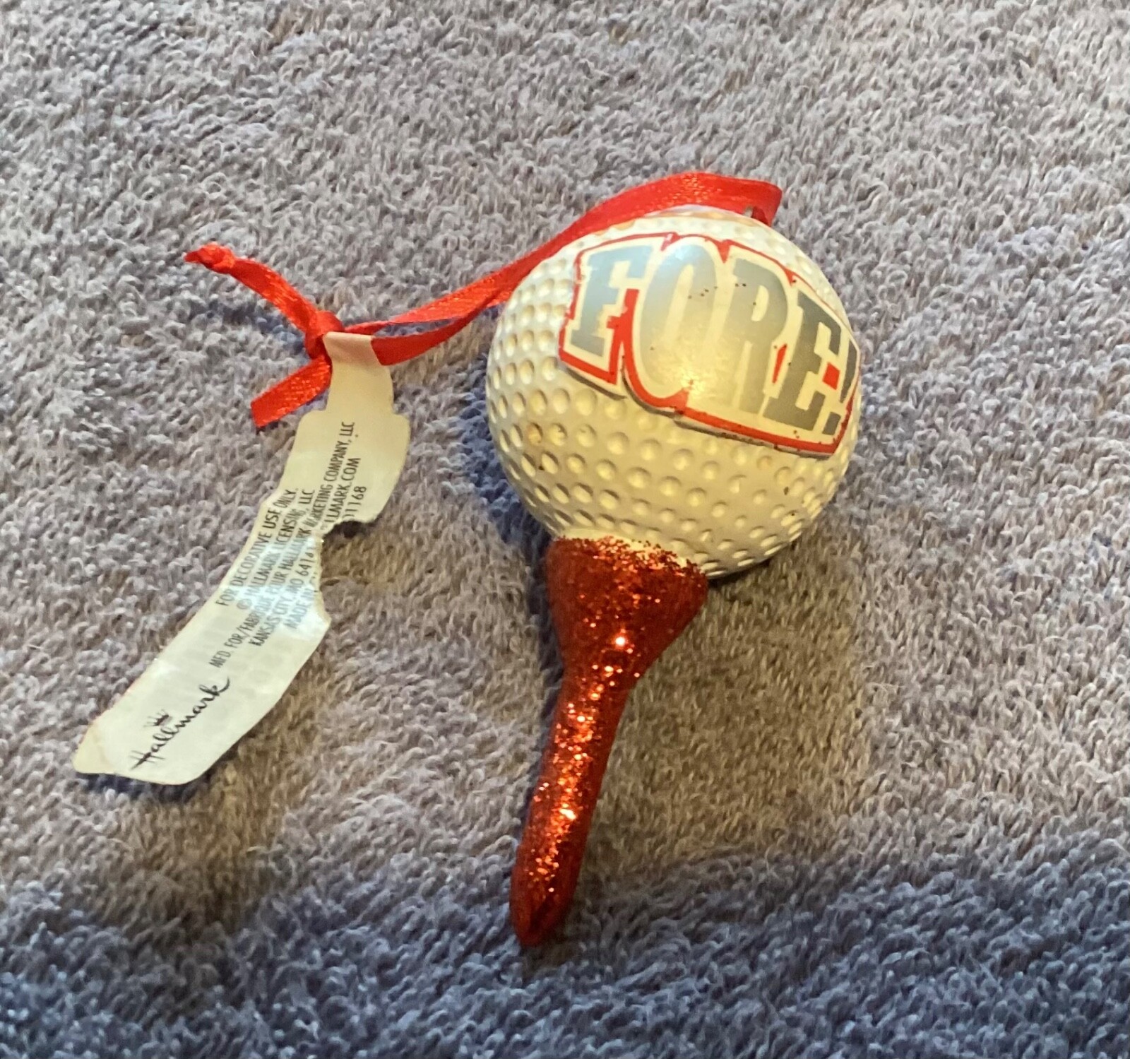 Hallmark Fore Golf Ball on Tee Red & Gray Ornament | eBay