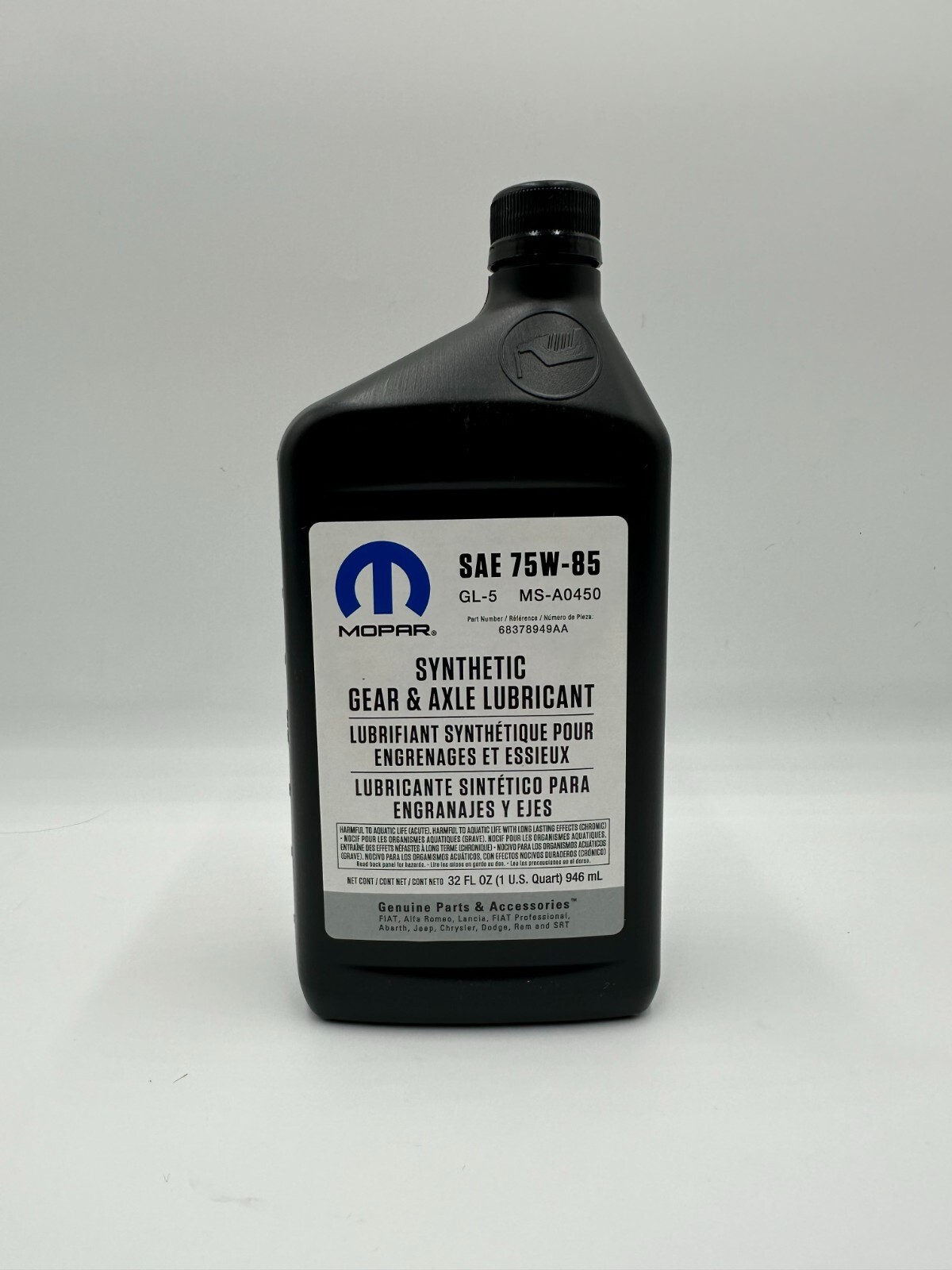 Genuine Mopar 75w-85 Synthetic Gear & Axle Lubricant 68378949AA Qt. for ...