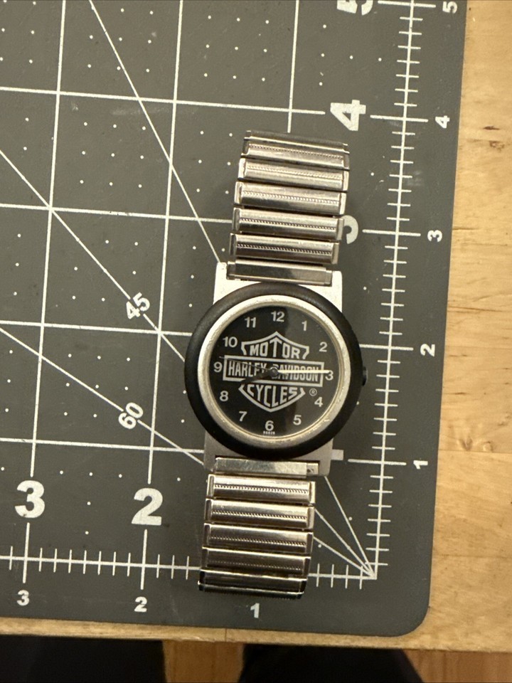 Midsize Harley Davidson watch men's ladies black and silver motorcycle ...