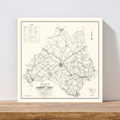 Old Map of Newberry County, SC 1938 - Vintage South Carolina | eBay