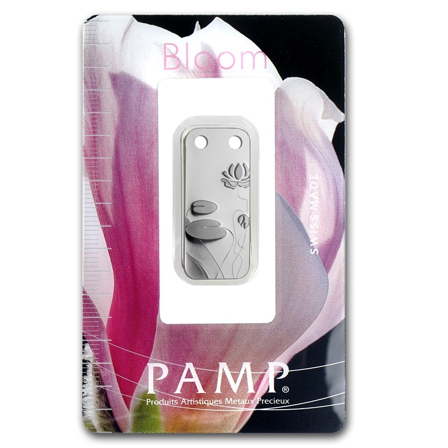 Pamp Suisse Ingot Bloom Water Lily Pendant 1/5 oz Silver Bar w/ Box ...