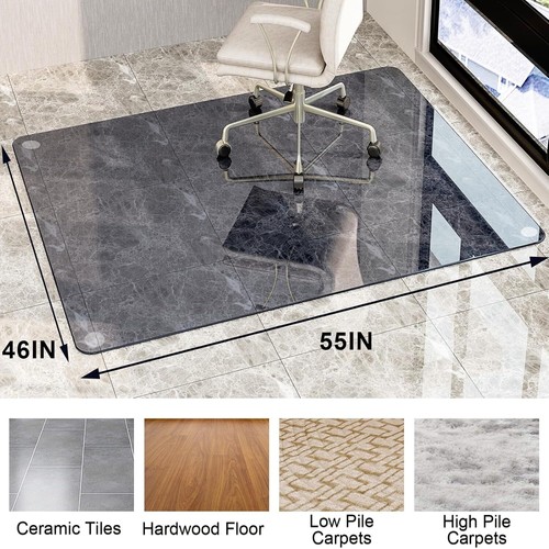 Office Chair Mat 46"x55" Tempered Glass Floor Protector for Carpet or ...