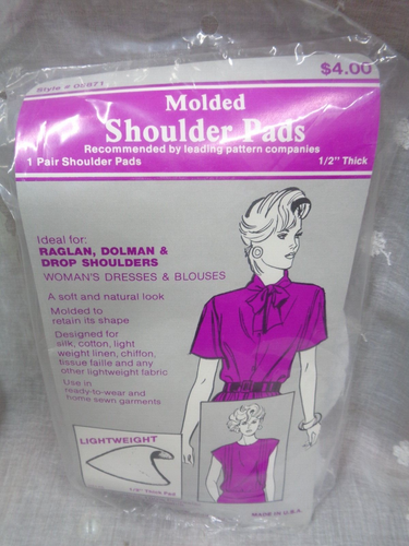BEACHWOOD USA Molded Shoulder Pads 1/2" Thick 05871 Raglan Dolman Drop ...