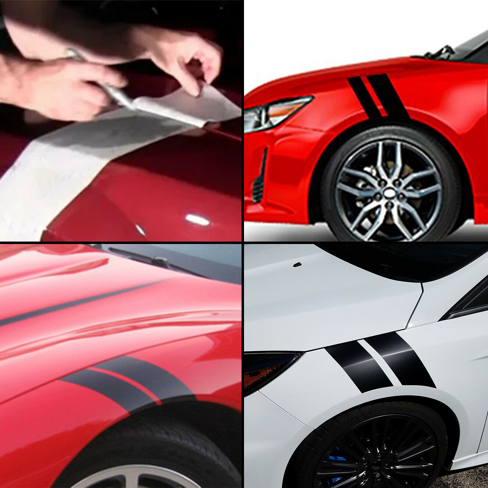 2x Racing Hood Side Fender Stripes Decal Stickers for Car Truck SUV ...