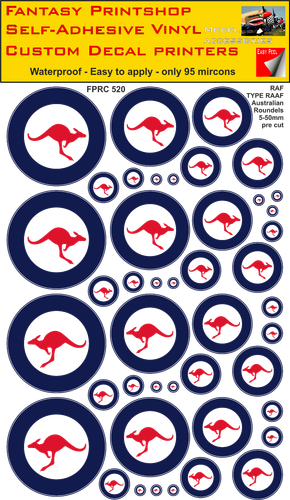 RAAF Australian Roundels Mixed Pack Vinyl Sticker Decals Roundel 5mm ...