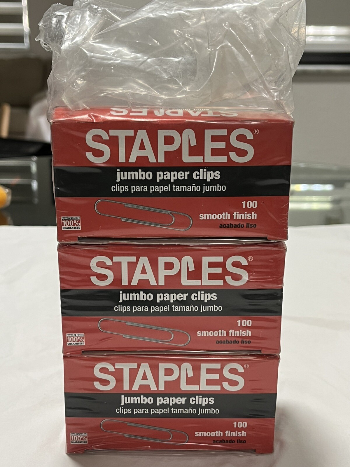 6 Boxes Of Staples Jumbo Paper Clips Smooth Finish 100 In Box= 600 ...