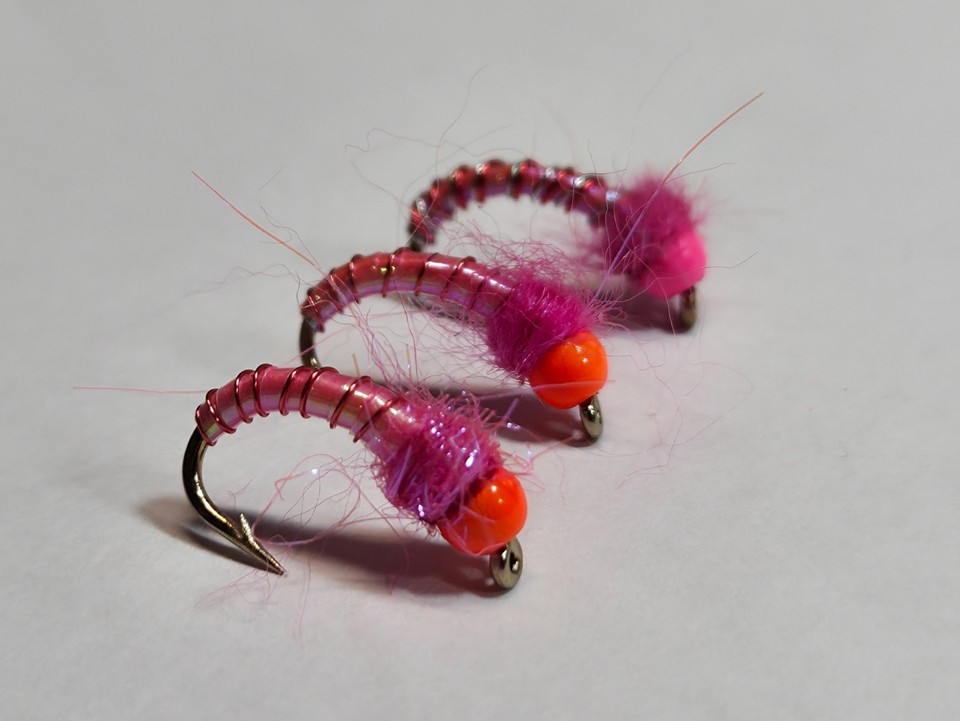 3 x Never Fails Pink Buzzer Fly Fishing Wet Trout Flies ( Deadly ) Size ...