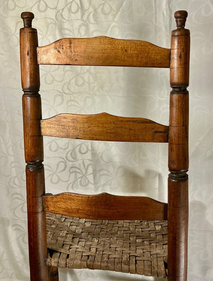 Early 18th Century Period American Ladder Back Side Chair w Splint ...
