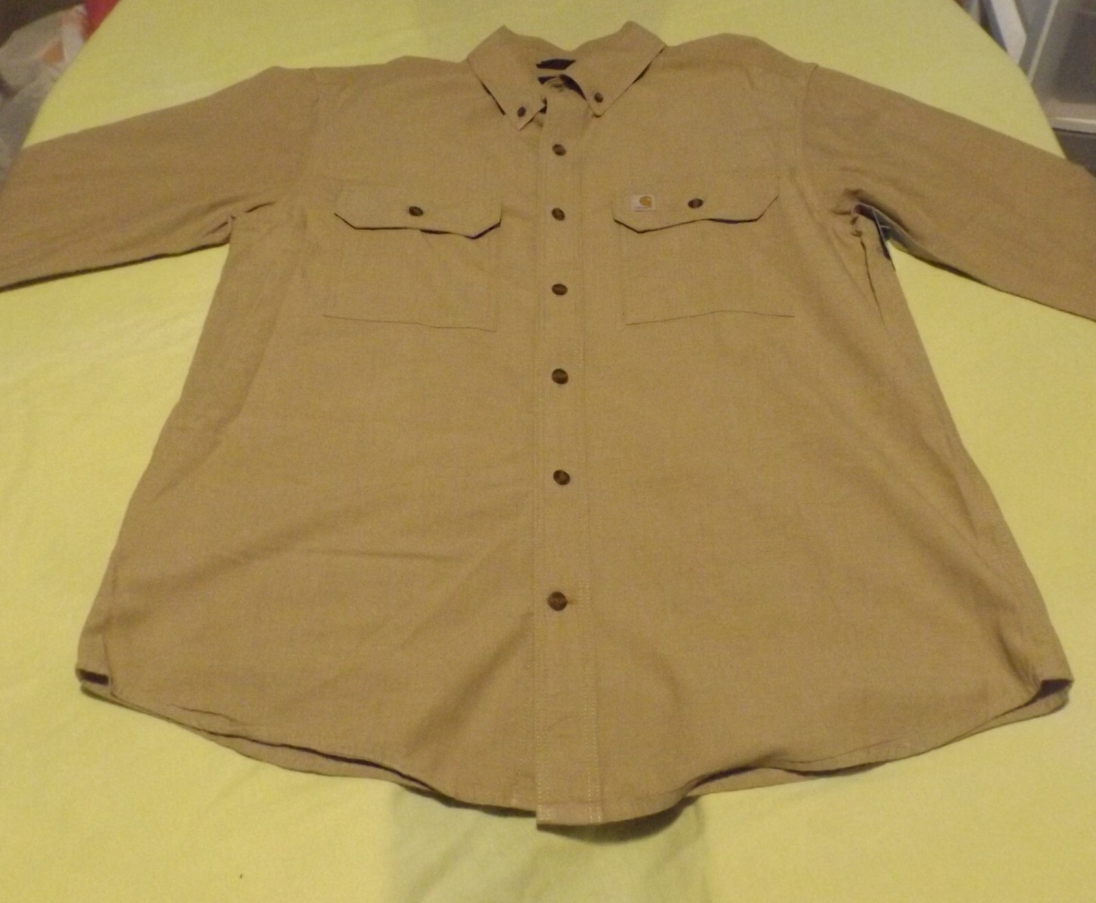 Carhartt Rugged Flex Relaxed Fit Canvas Long Sleeve Mens Large Tan Work ...