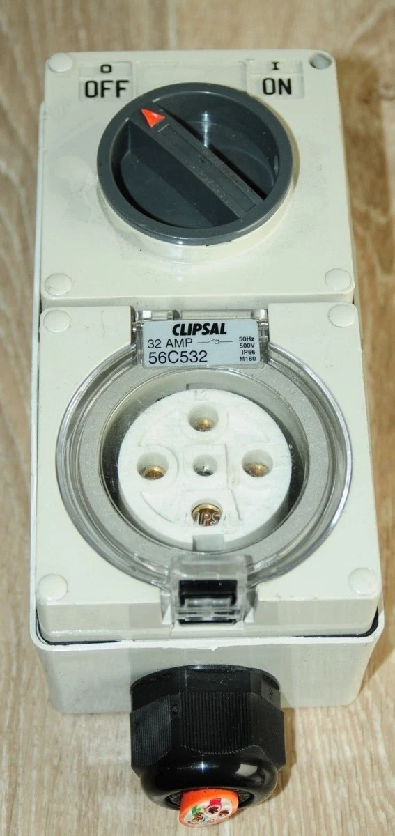 Clipsal Weatherproof ON/OFF Switched Socket Outlet 500V 32A, 54% OFF