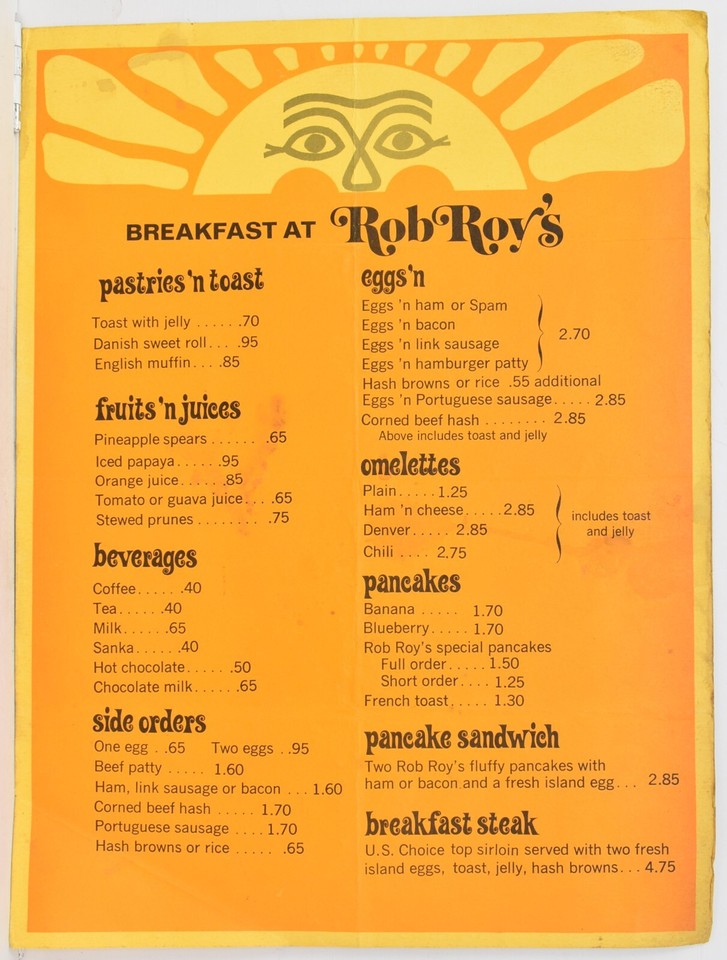 1980s Rob Roy's Restaurant Coffee House Menu 2322 2nd Ave Seattle ...
