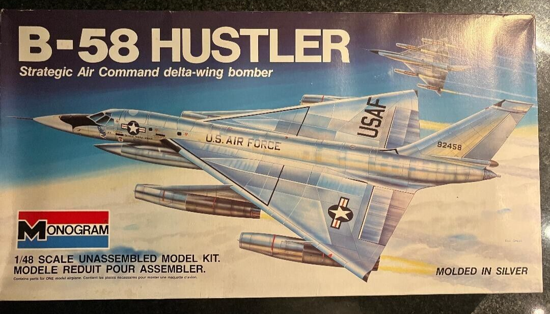 1985 Monogram 1/48 Scale B-58 Hustler SAC Delta Wing Bomber Model Plane ...