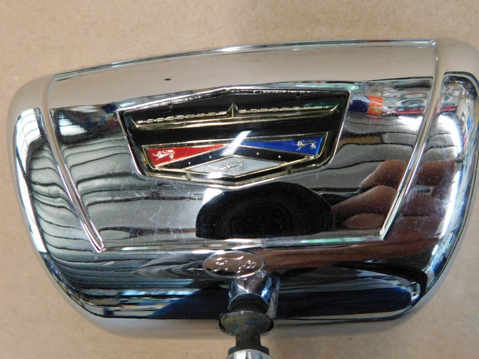 NOS OEM Ford 1964 Galaxie Fairlane Falcon Mirrors Pair w/ Crest Emblems ...