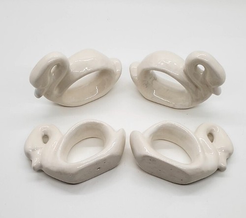 vintage 1986 Set of 4 White Geese/Swan Ceramic Napkin Rings | eBay