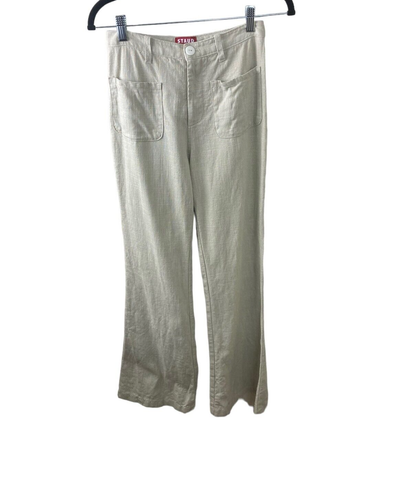 Staud Tan Neutral Cotton Linen Wide Leg Pants Size 4 Quiet Luxury | eBay