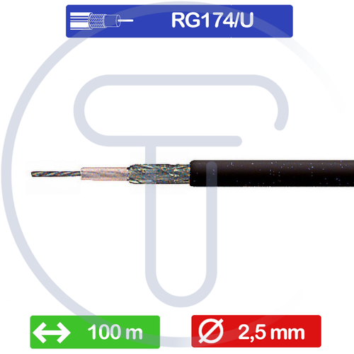 Câble radio fréquence RG174/U écheveau de 100m 50 ohm cuivre + blindage ...