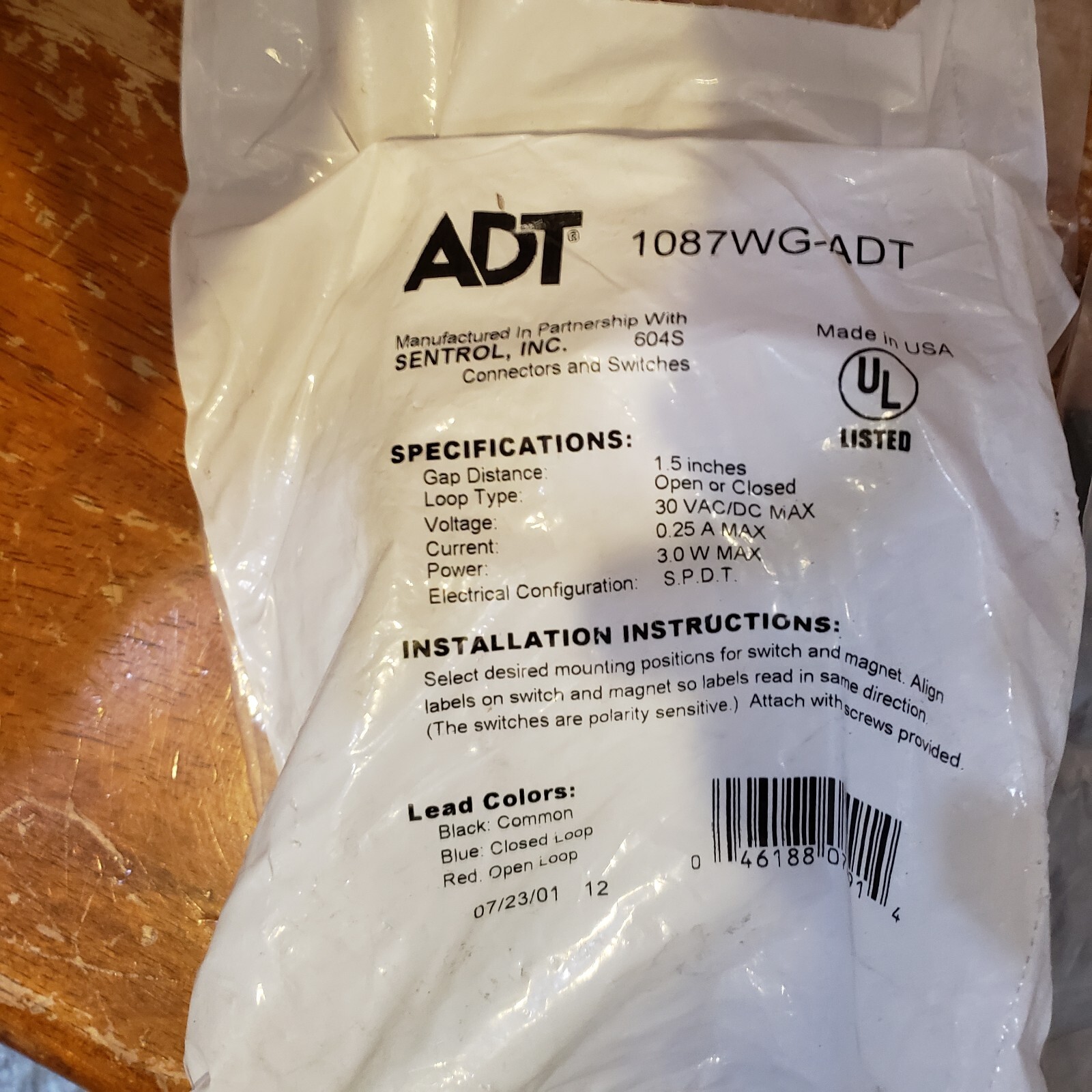 NEW ADT Sentrol Switch Magnet Alarm Contact # 1087WG-ADT / 1.5" Gap | eBay
