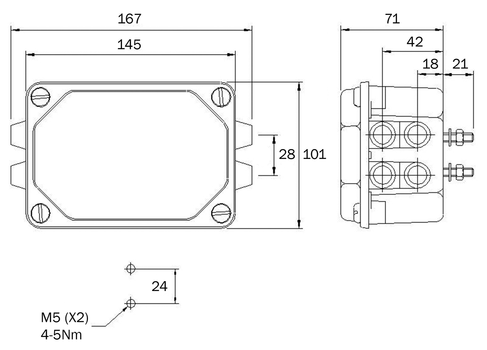 Rubbolite 111/07/03 M111 Double Height Junction Box 14x 4-Way Terminal ...