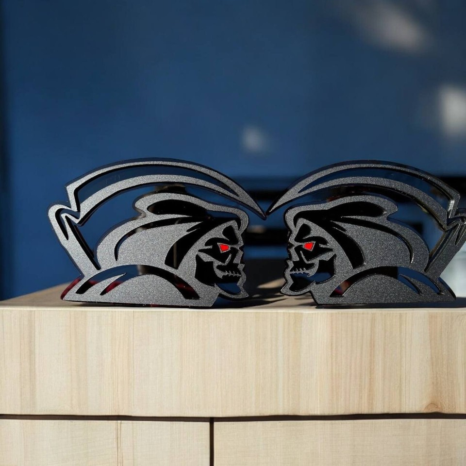 Red Eye Reaper Car Truck Emblem Badge Matte Black on Black Custom Set ...