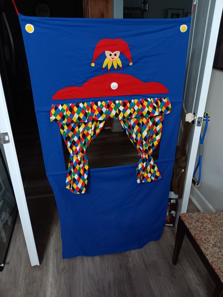 Vintage Puppet Theater Doorway Hangable Curtain with Tall Pockets for ...