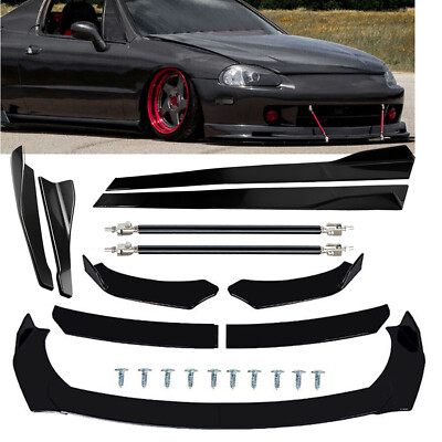 For Honda Civic Del Sol Front Splitter Bumper Lip Spoiler Strut Rod ...