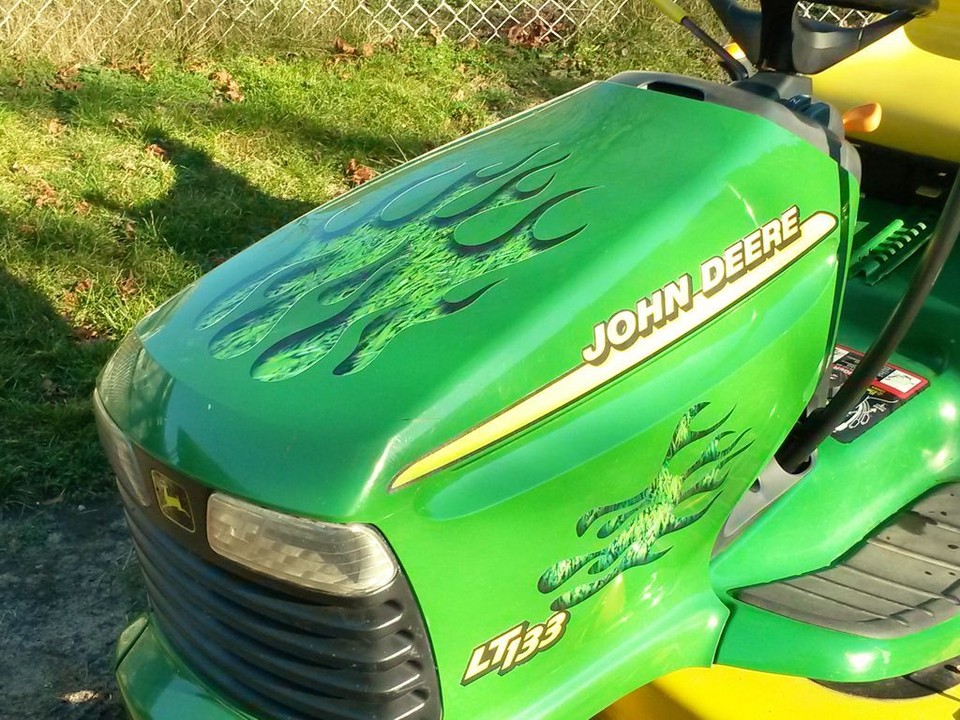Flame decals Sunken LAWN for John Deere riding lawn mower 3pc set ...