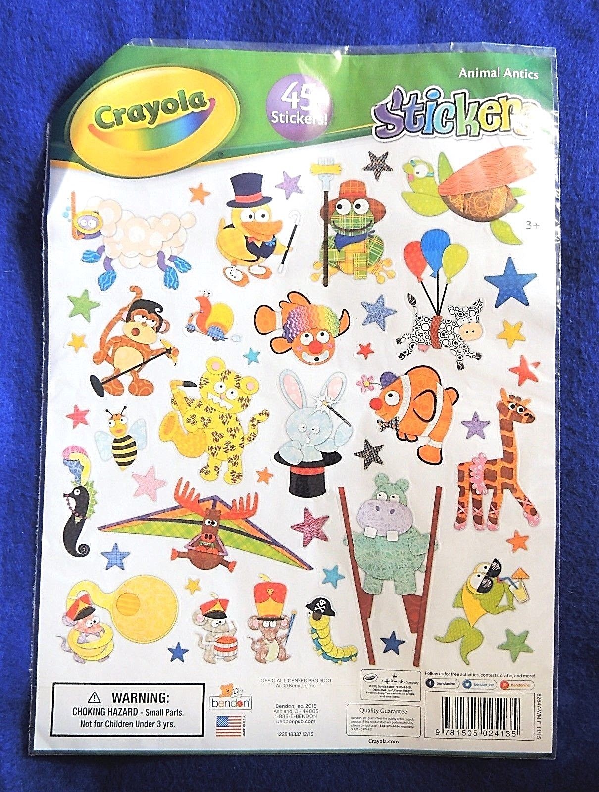 45pc Animal Antics Stickers Flying Moose Singing Monkey Parading Mice ...