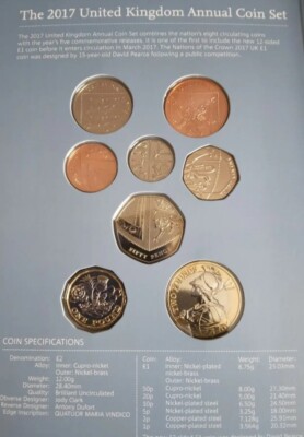 2017 Royal Mint UK Brilliant Uncirculated 8 coin Definitive coin set ...