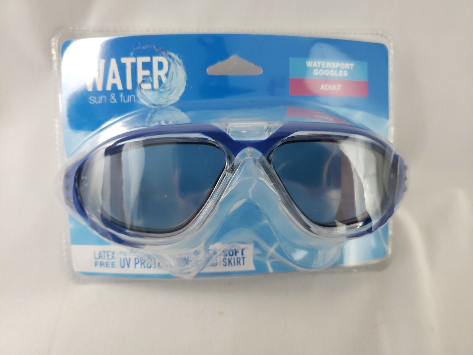 Water Sun & Fun Water Sport Goggles Latex Free UV Protection Adult Blue ...