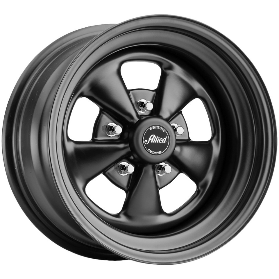(Set of 4) Allied 65B Super Spoke 14x6 5x4.5"/5x4.75" -3mm Black Wheels ...