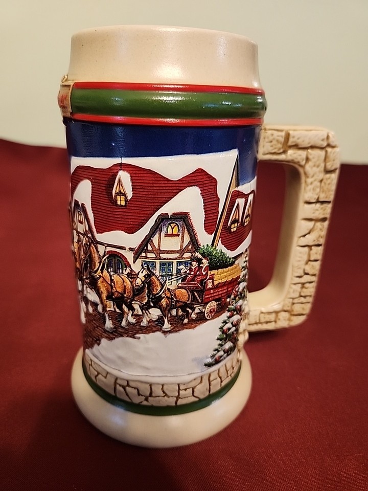 Budweiser Vintage 98 Holiday Christmas Beer Stein Grants Farm Holiday ...