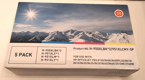 5pk Ink Cartridge 950XL black 951XL Color HP OfficeJetPro 8100 8600 ...