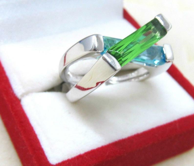 R98S Mt St Helens Green & Blue Helenite Floating Crossover Sterling ...