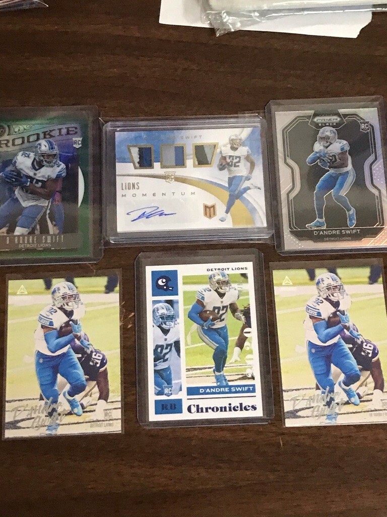 panini chronicles d'andre swift rookie card lot, green & silver prizm ...