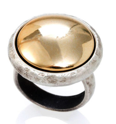 Designer Matte Silver 925 w Stunning Yellow Gold 24k Plated Rounded ...
